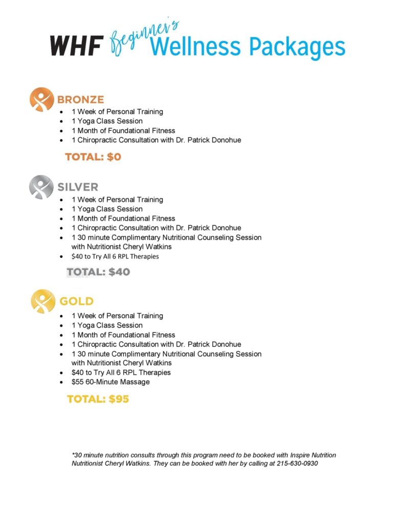 WHF Beginner's Wellness Packages - Wrightstown Health & Fitness